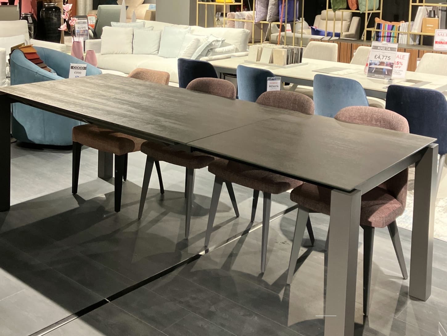 Sydney 165cm Extendable Ceramic Dining Table - Grey | Ex-Display