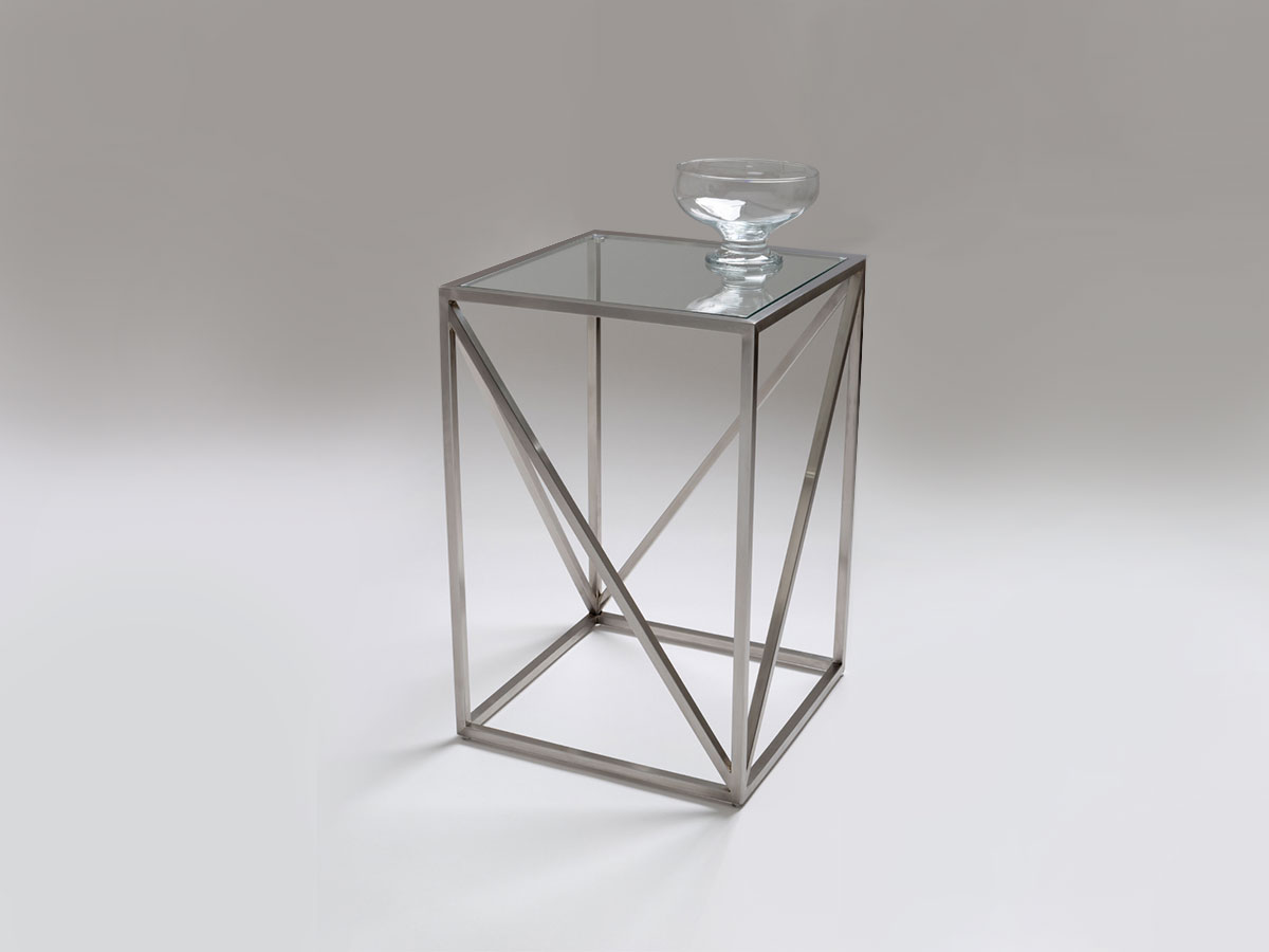 Libra Glass Side Table with Stainless Steel Frame | cadira