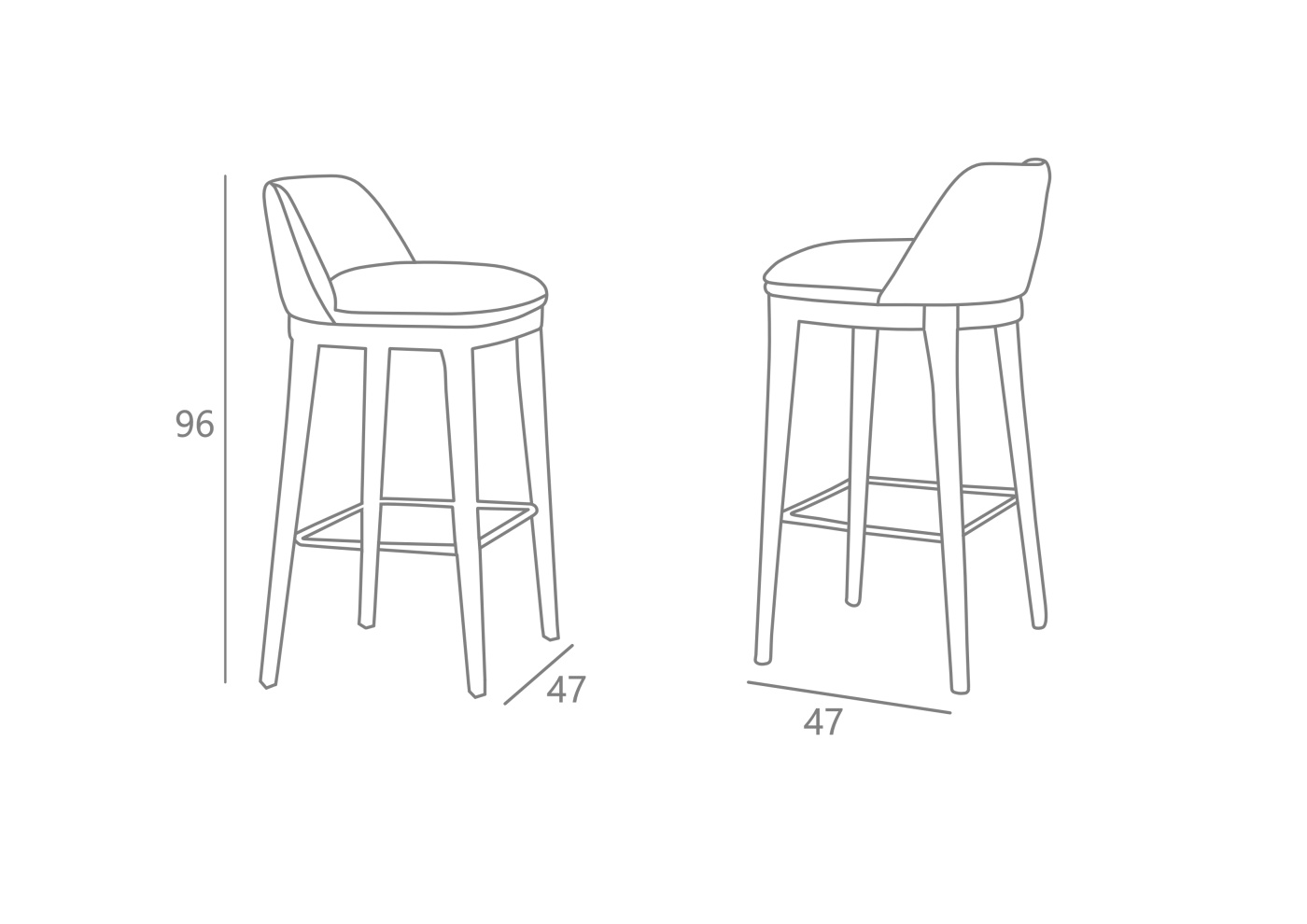 Moon Modern Low Back Bar Stool with Beechwood Frame | cadira