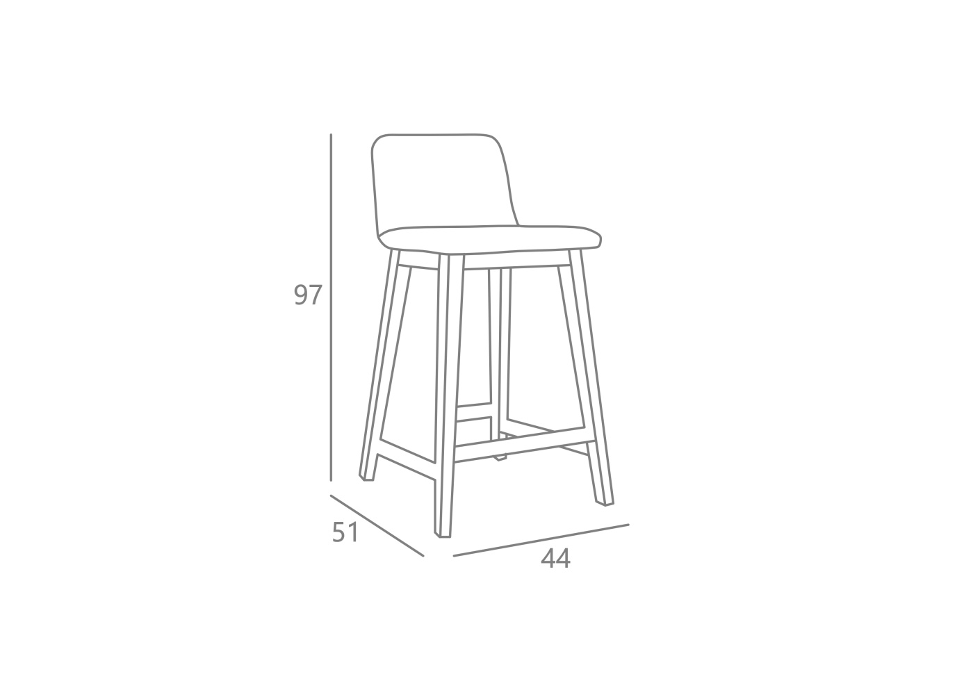 Rania Contemporary Bar Stool with Beechwood Frame | cadira