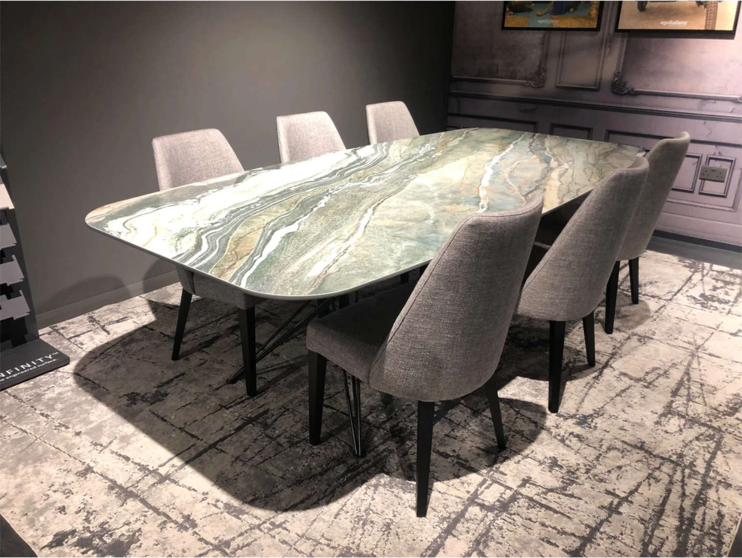 Ex-Display Denia Barrel Dining Table - Green Marble | cadira