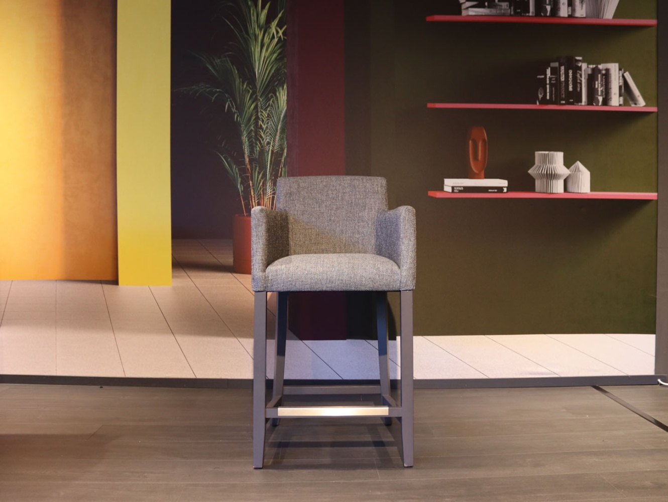 Ex-Display Modern Delfo Bar Stool - Grey Fabric | cadira