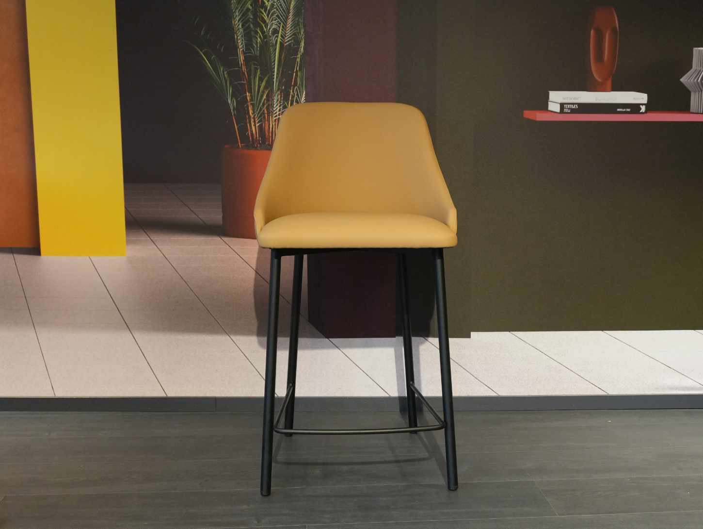 Ex-Display Luisa Bar Stool - Yellow Faux Leather | cadira