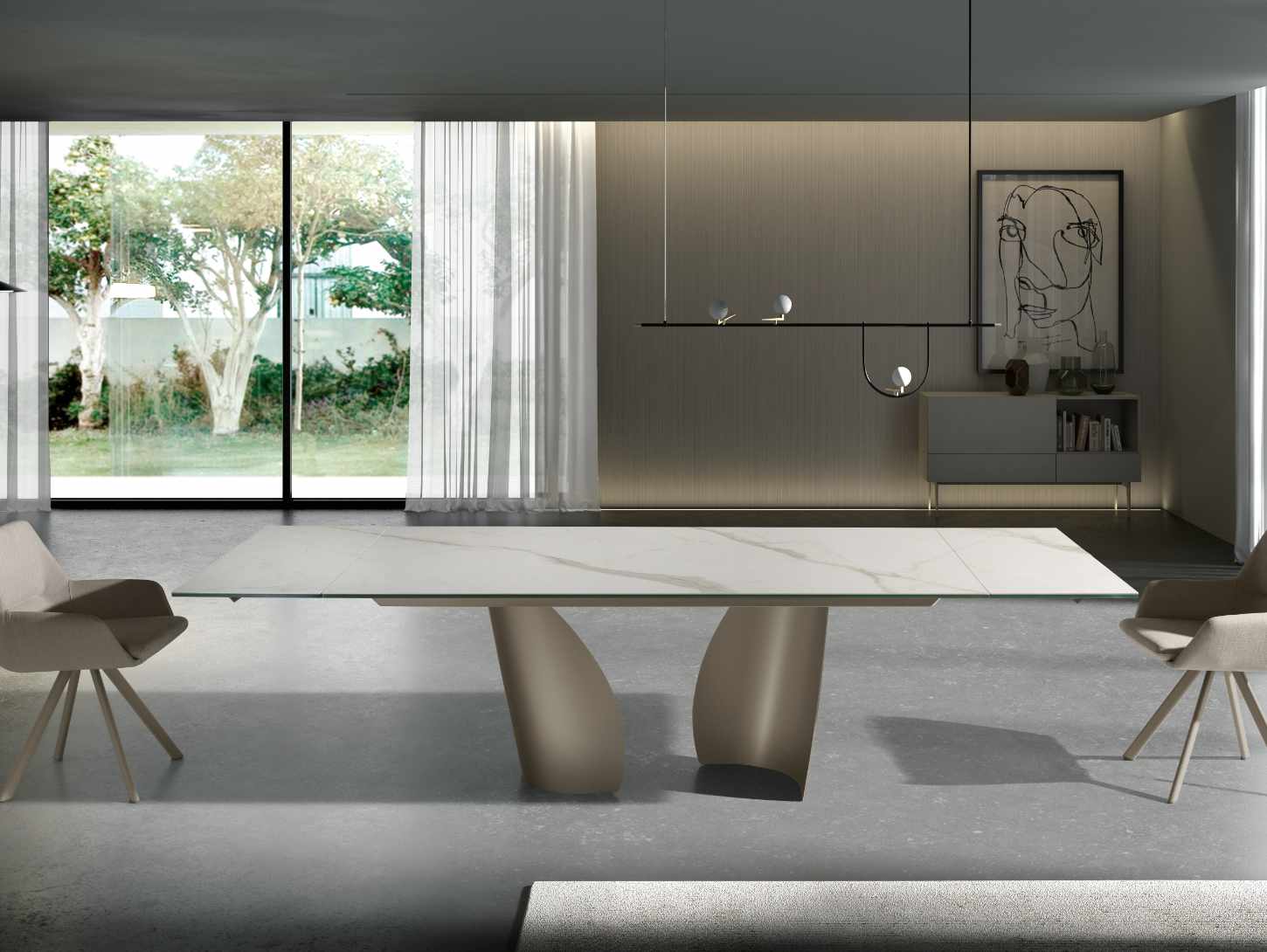 Melody Ceramic Dining Table with Central Base | cadira