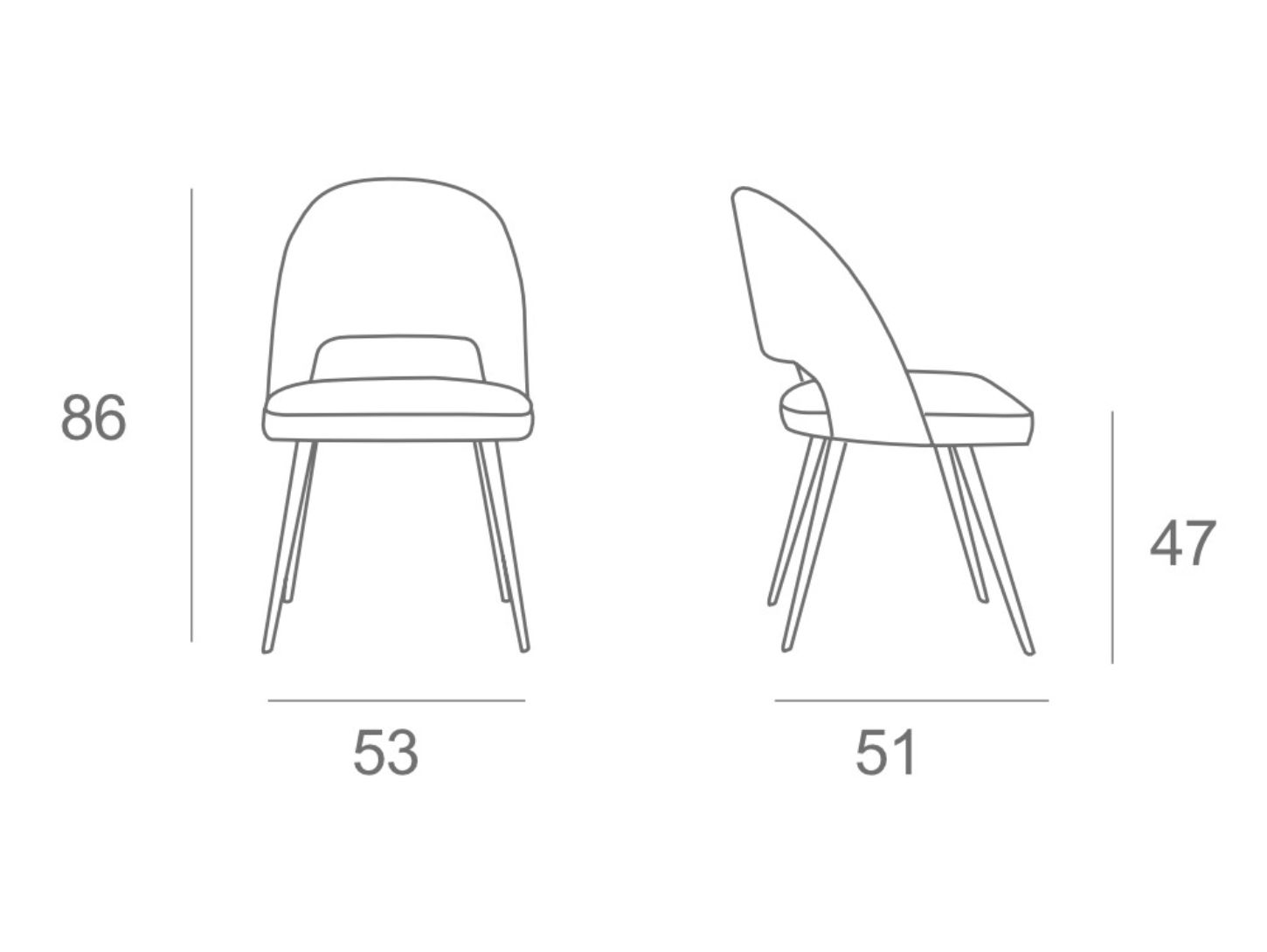 Mika Luxury Dining Chair with Slim Metal Legs | Cadira