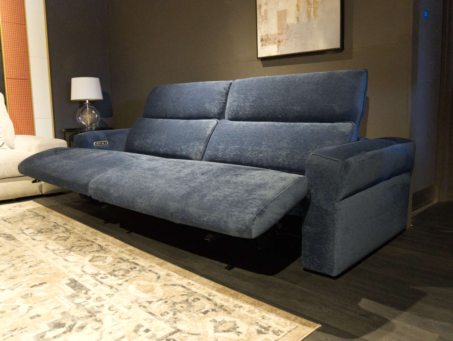Ex-Display Trevi Recliner Sofa - Blue Fabric | cadira