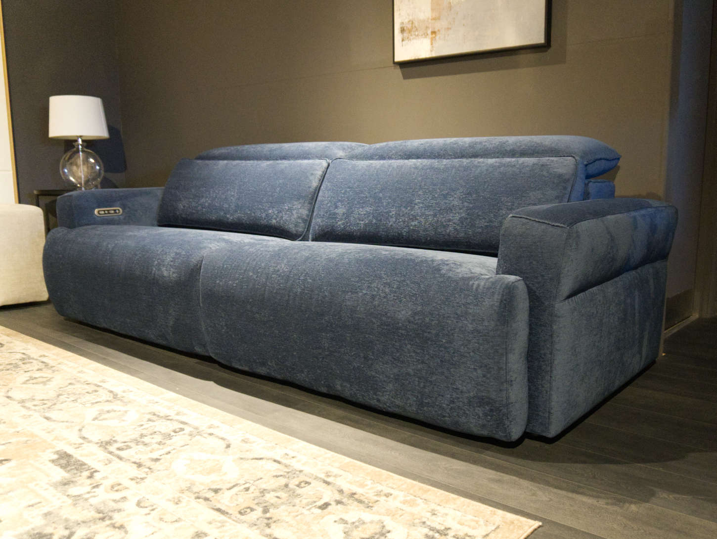 Ex-Display Trevi Recliner Sofa - Blue Fabric | Cadira