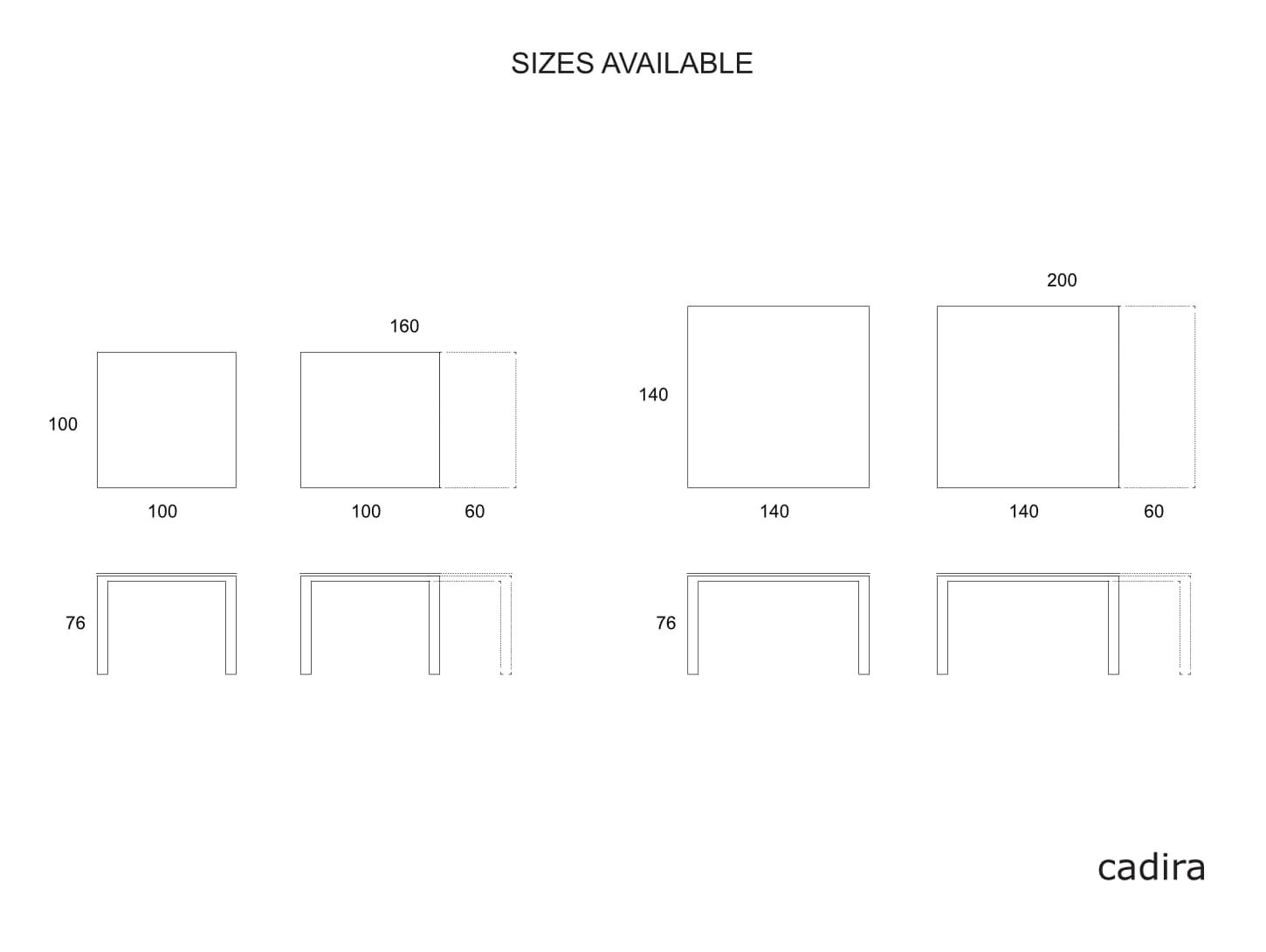 Urban Square Fixed or Extandable Dining Table | cadira